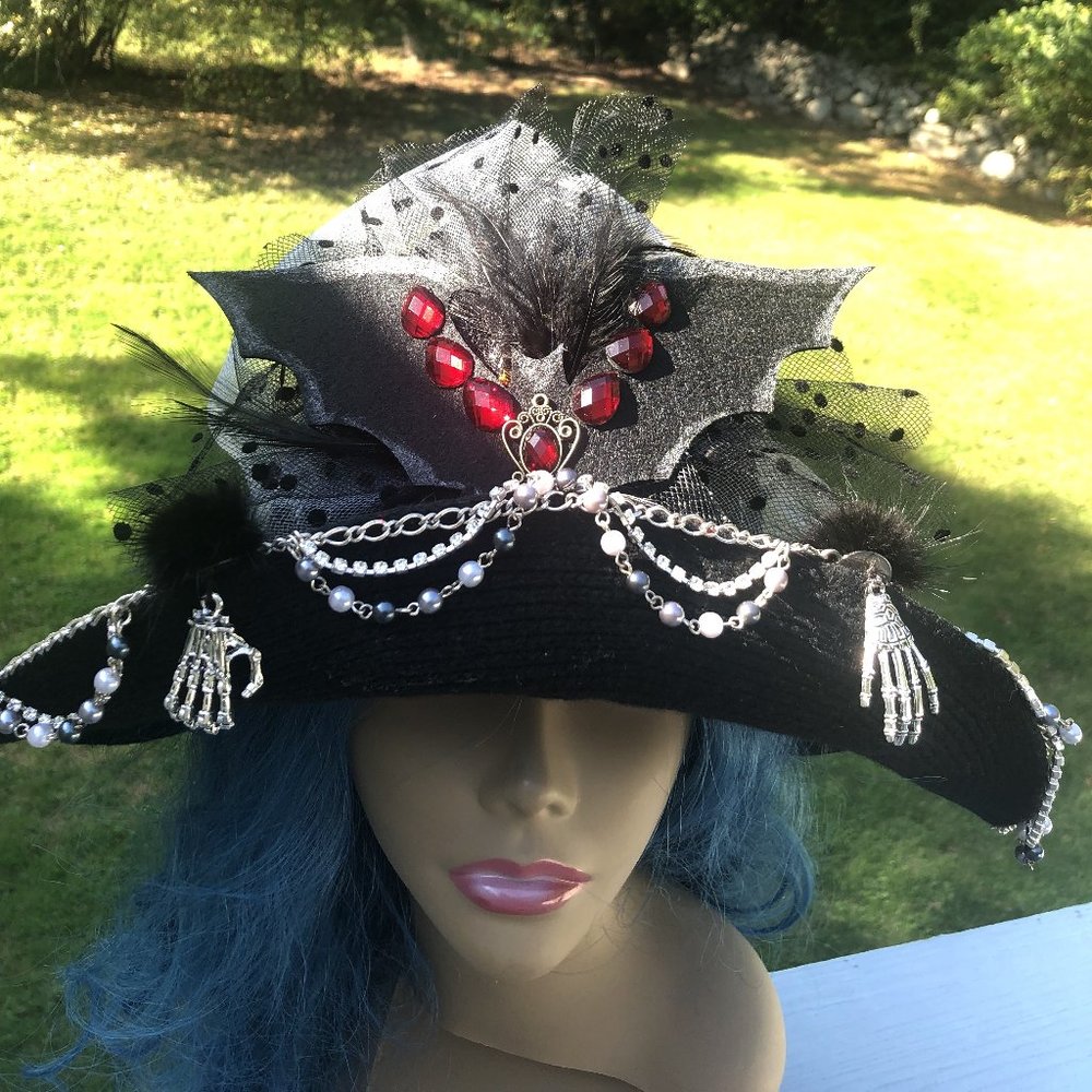 Handcrafted Y2k Halloween Party Bat Decorated Black H… - Gem